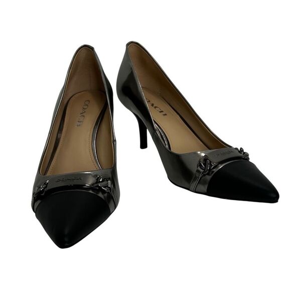 Coach | Shoes | Coach Bowery Pumps Womens Size 8 Gunmetal Black Leather ...